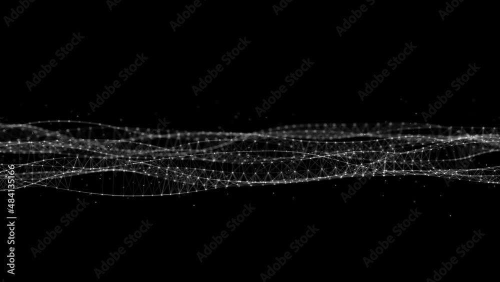 Molecular DNA structure. Sound wave of particles. Network connections ...