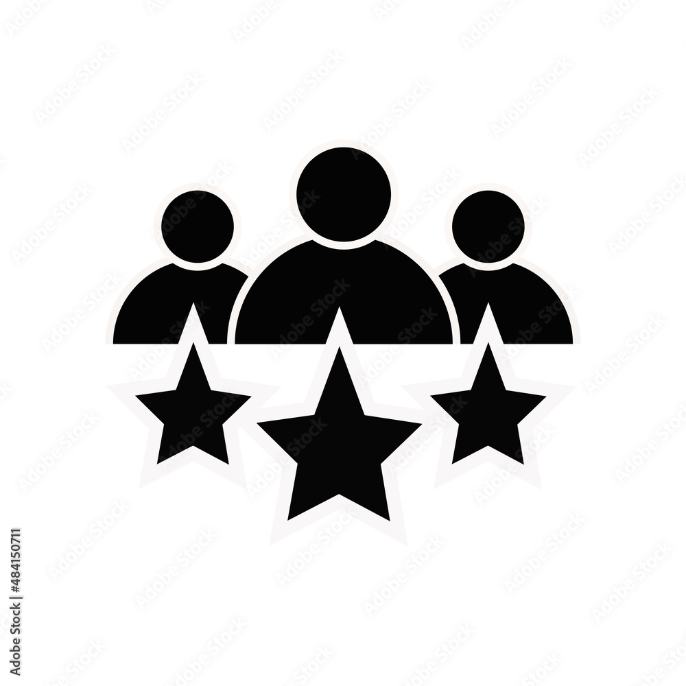 Business client line icon in flat style. Team and 5 stars symbol ...