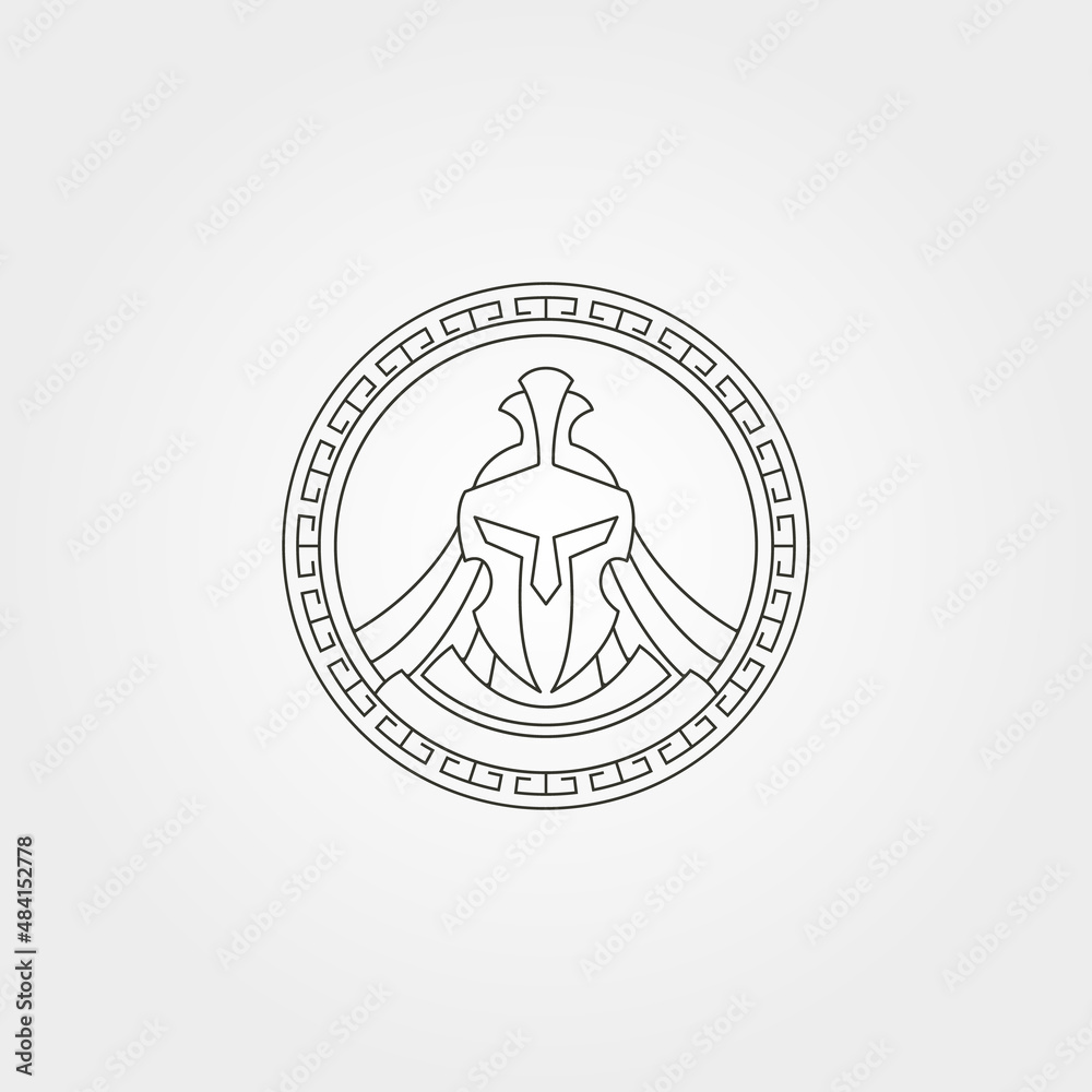 spartan logo with ancient greek circle vector symbol illustration ...