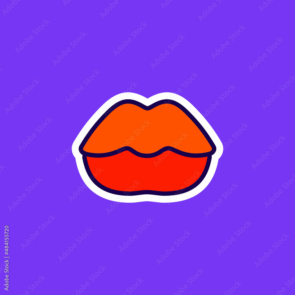 Vetor de Sexy pout lips, female beautiful mouth, sticker in the pop art ...