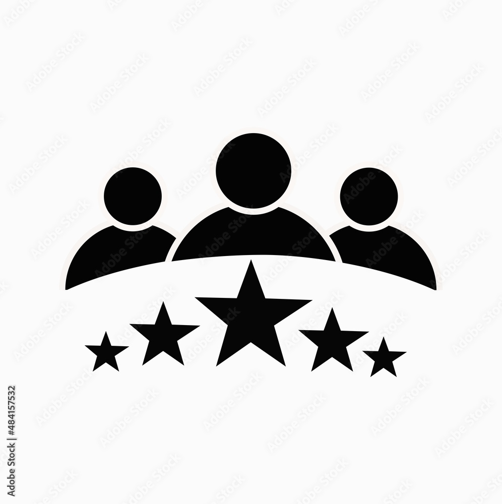 Business client line icon in flat style. Team and 5 stars symbol ...