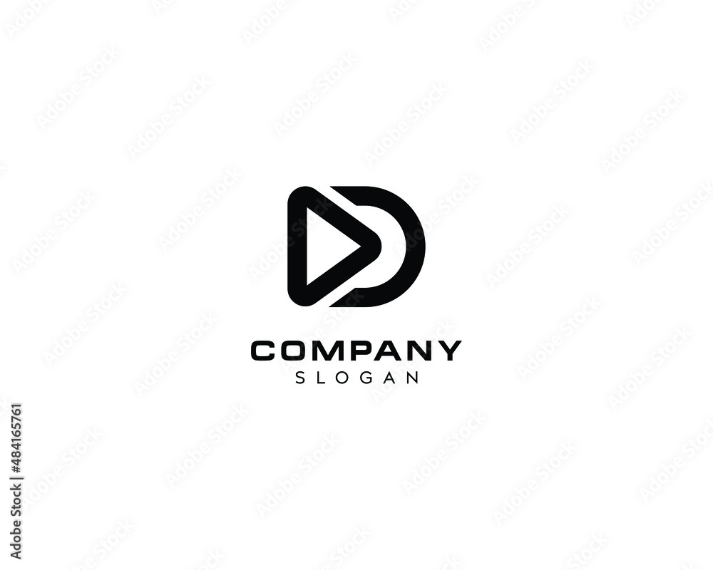 Media play icon with Letter D logo design, media icon vector logo ...