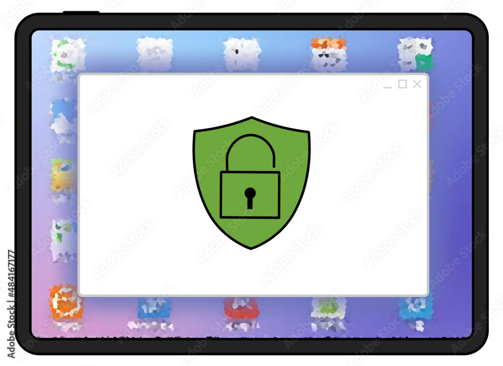 Cartoon tablet isolated on white background, pop up window with new ...
