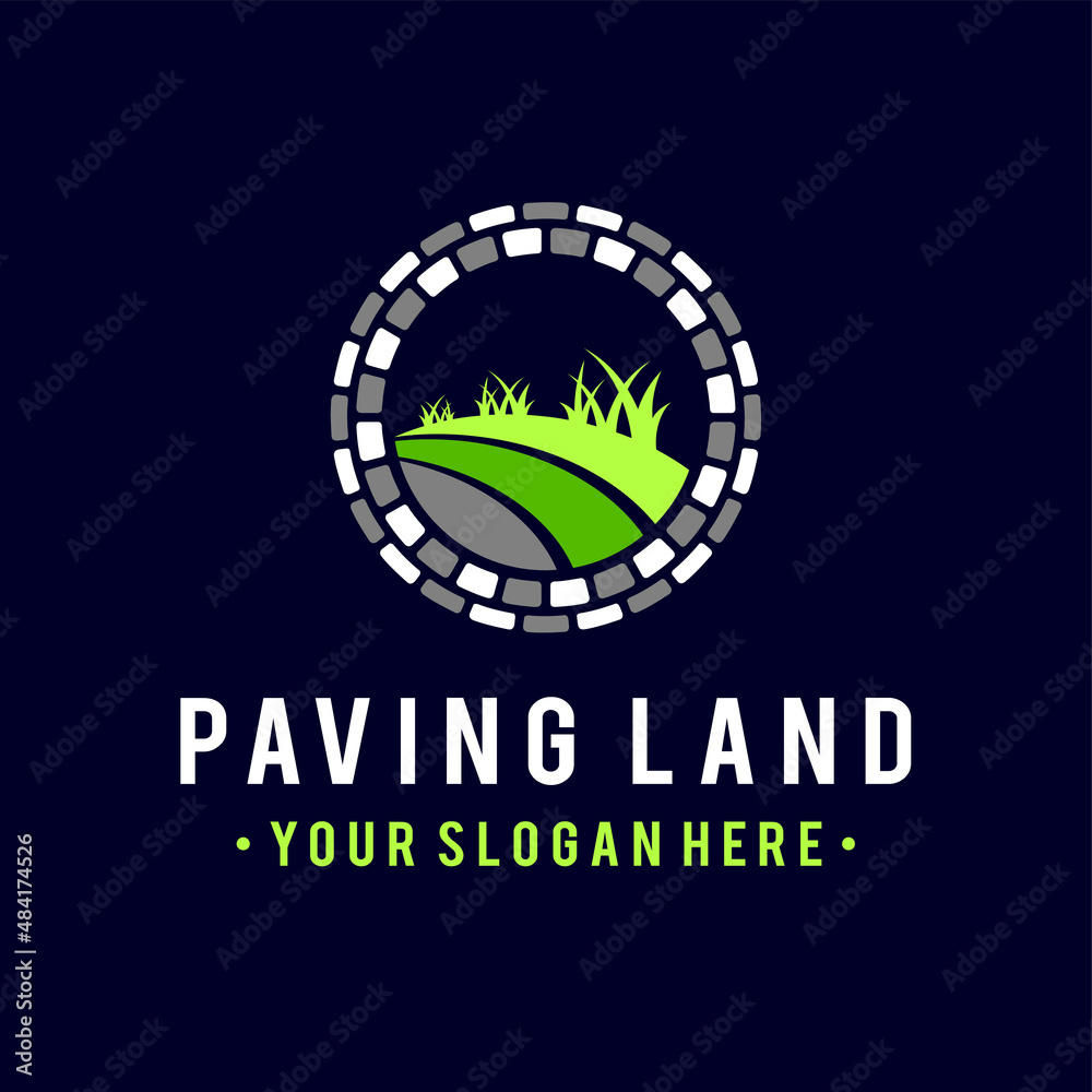 paving land logo with grass concept Stock Vector | Adobe Stock