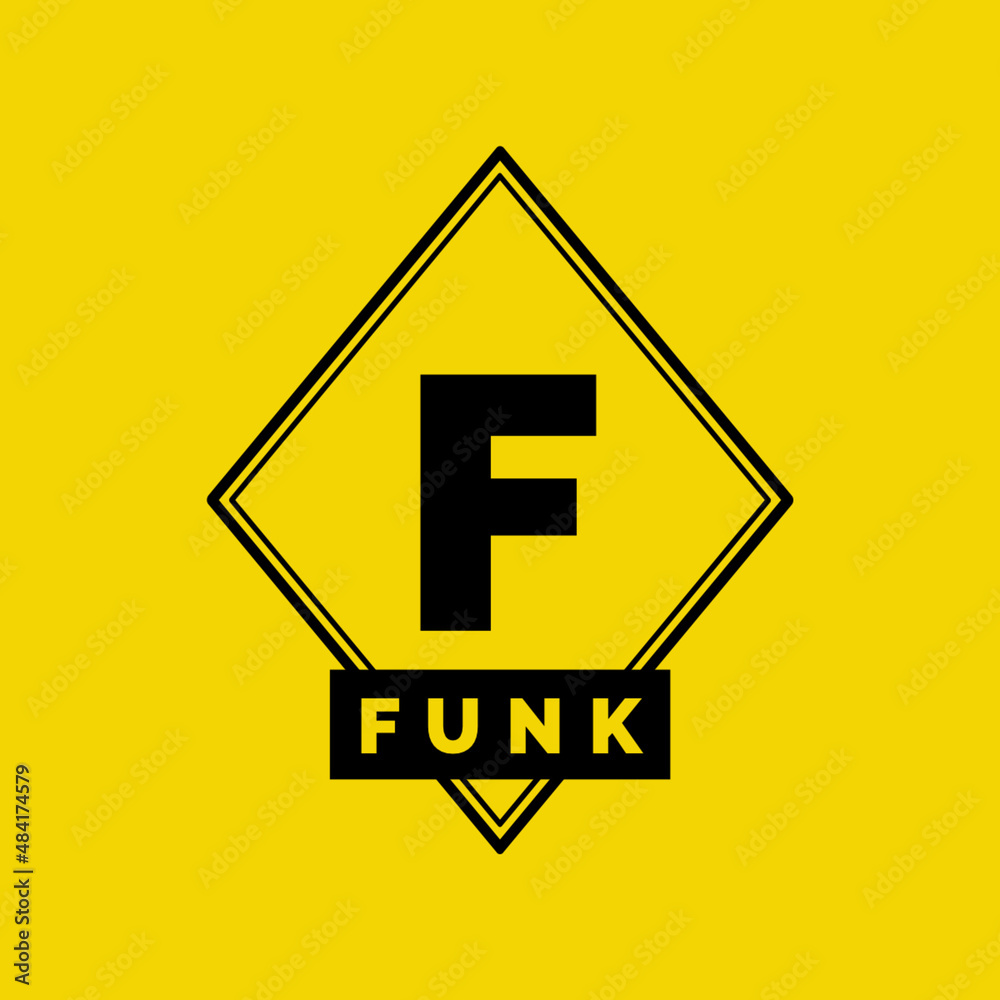 Funk logo with Diamond shape border shape with initial F for funk Stock ...