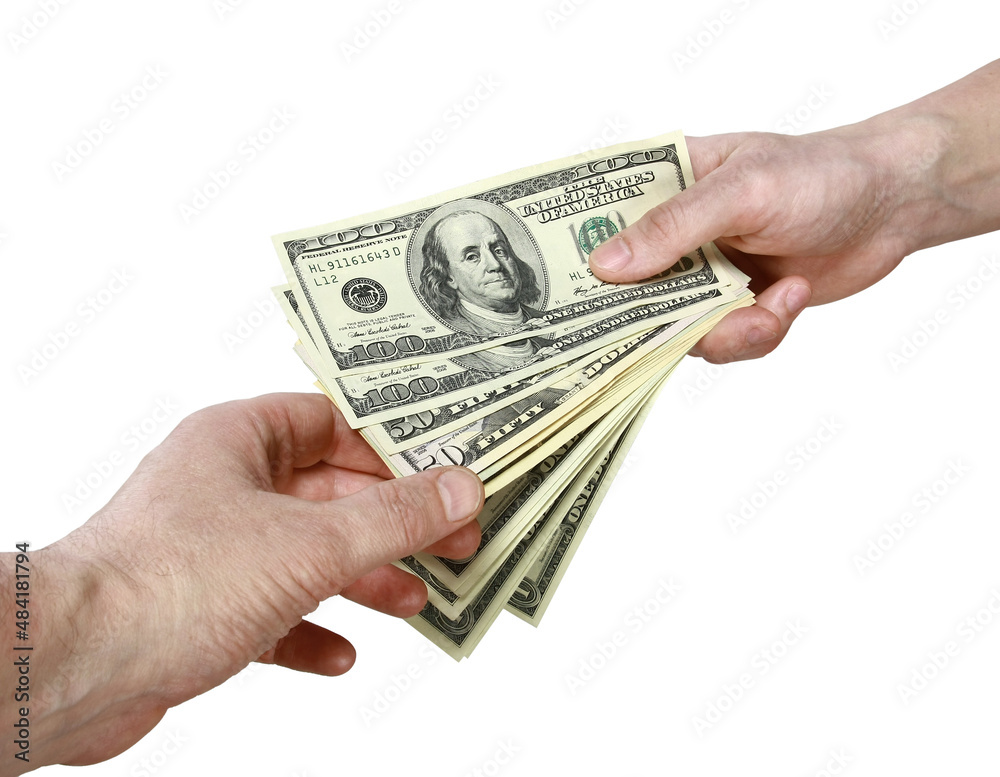 Transfer of money from hand to hand Stock Photo | Adobe Stock