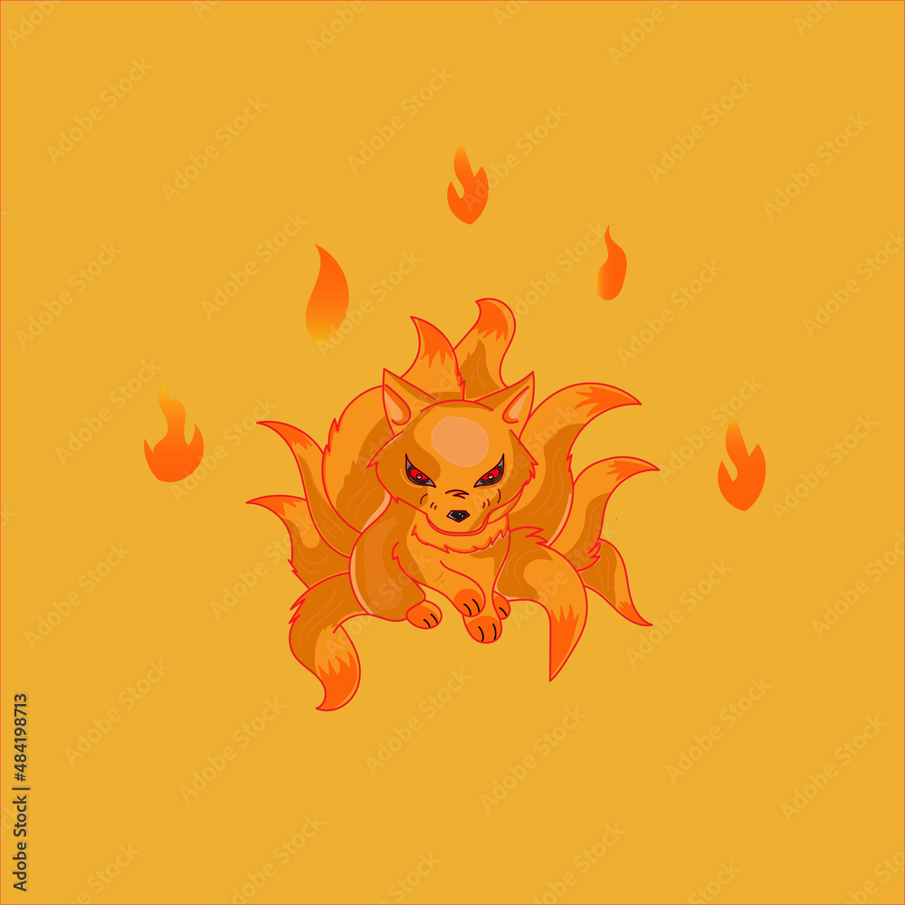 nine tails fox vector illustration Stock Vector | Adobe Stock