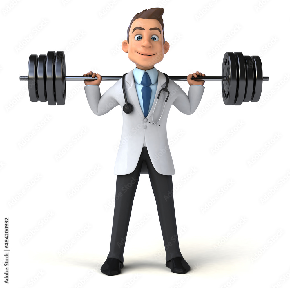 Fun 3D illustration of a cartoon doctor Stock Photo | Adobe Stock