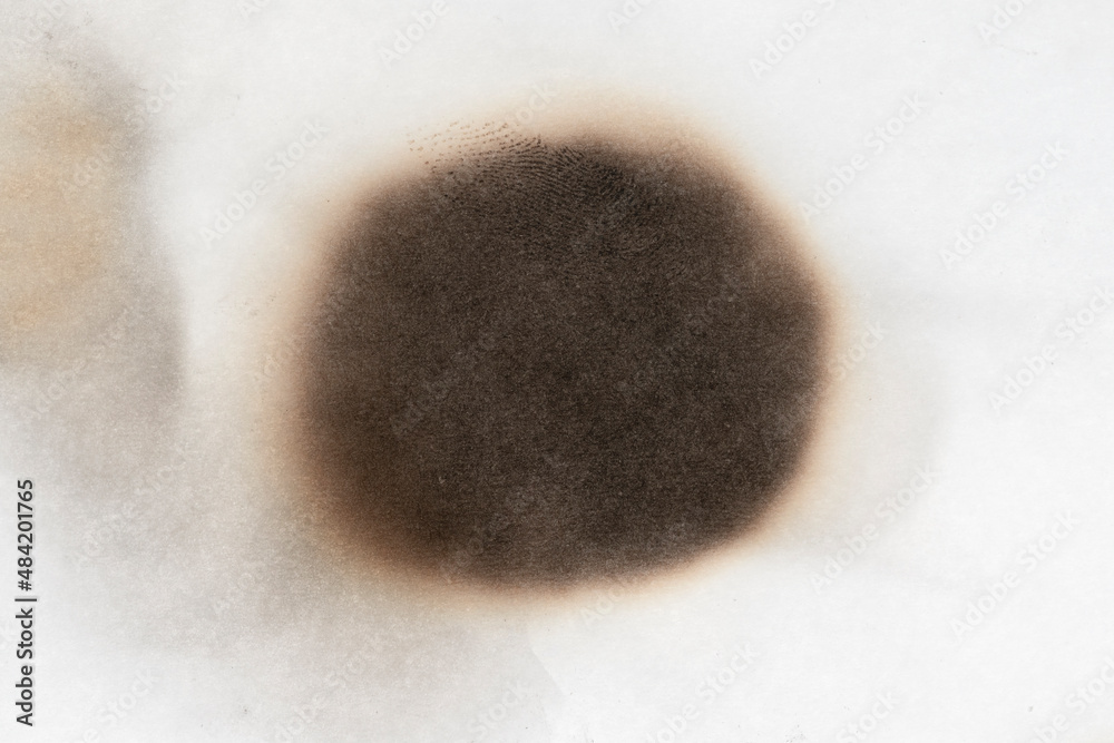 Paper burn black stain isolated over the white background. Round paper ...