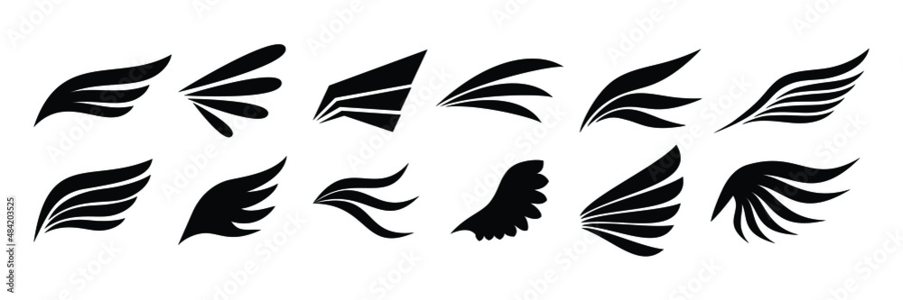 set one sided wings icon in vector graphic. Modern and minimalist ...