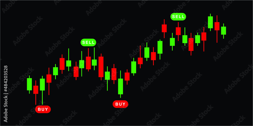 technical analyze graphic with candlestick chart illustration. market ...