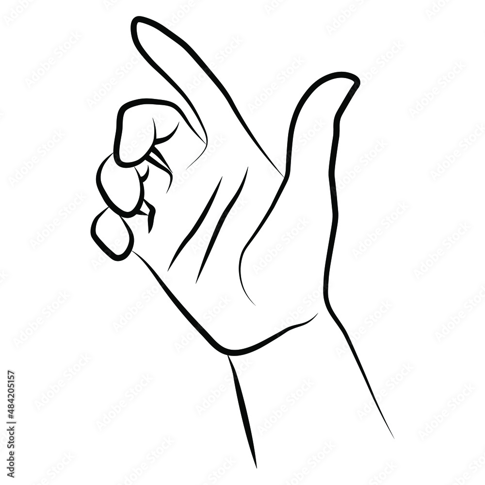 Women hand simple outline minimalistic linear gesture style. Vector ...