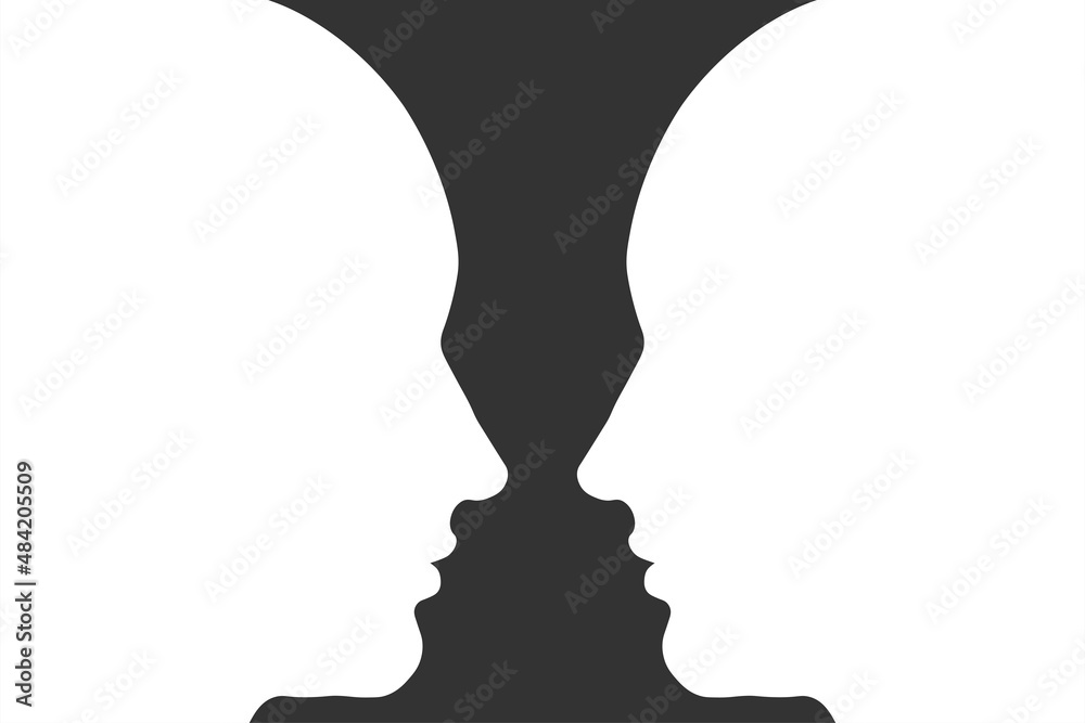 Two faces opposite each other Stock Vector | Adobe Stock