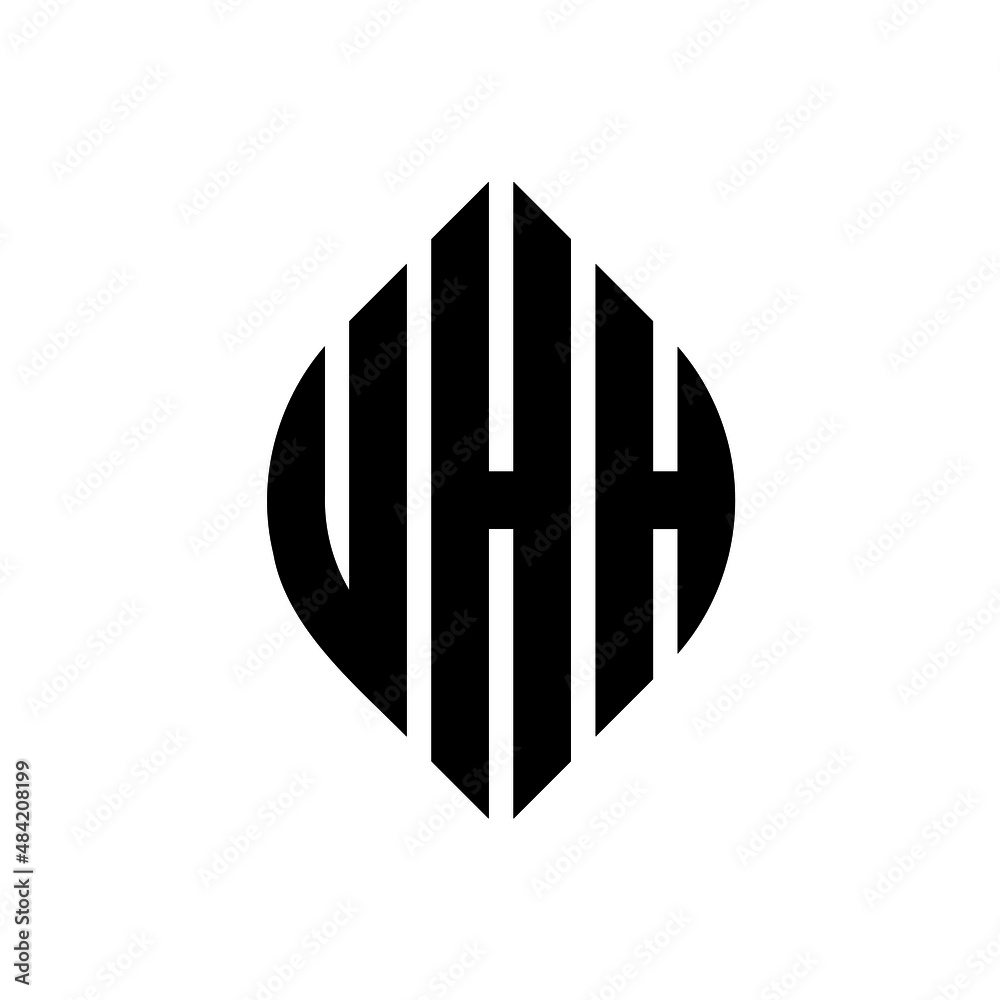 UHH circle letter logo design with circle and ellipse shape. UHH ...