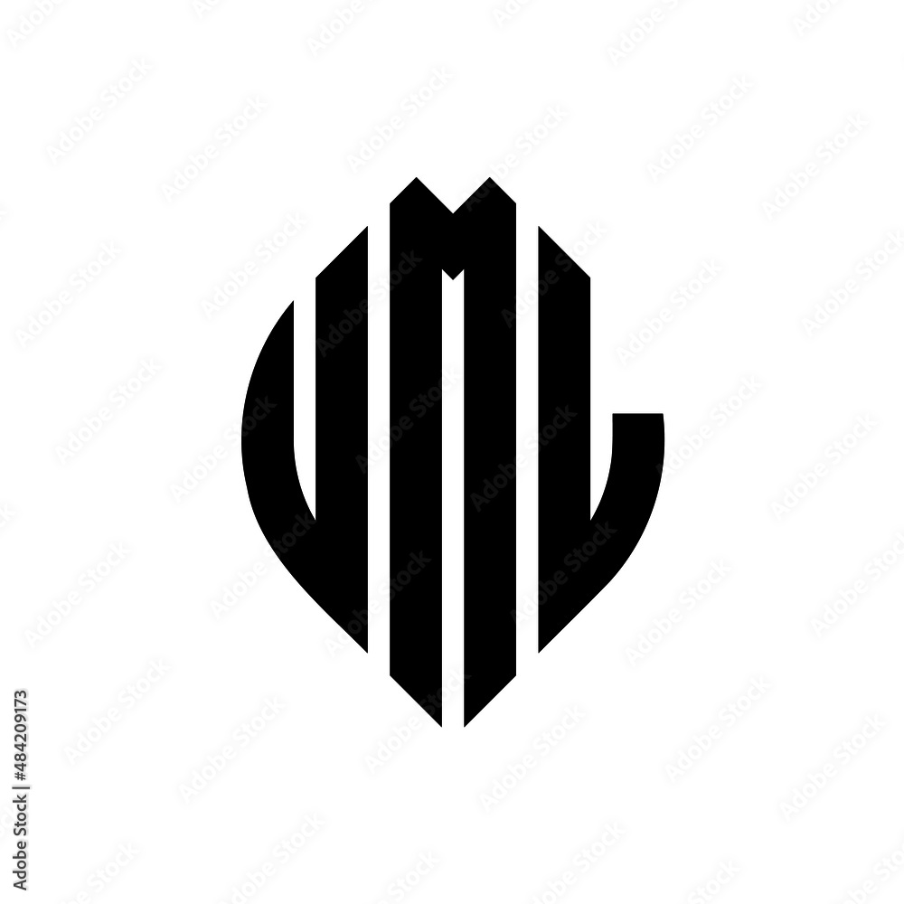 UML circle letter logo design with circle and ellipse shape. UML ...