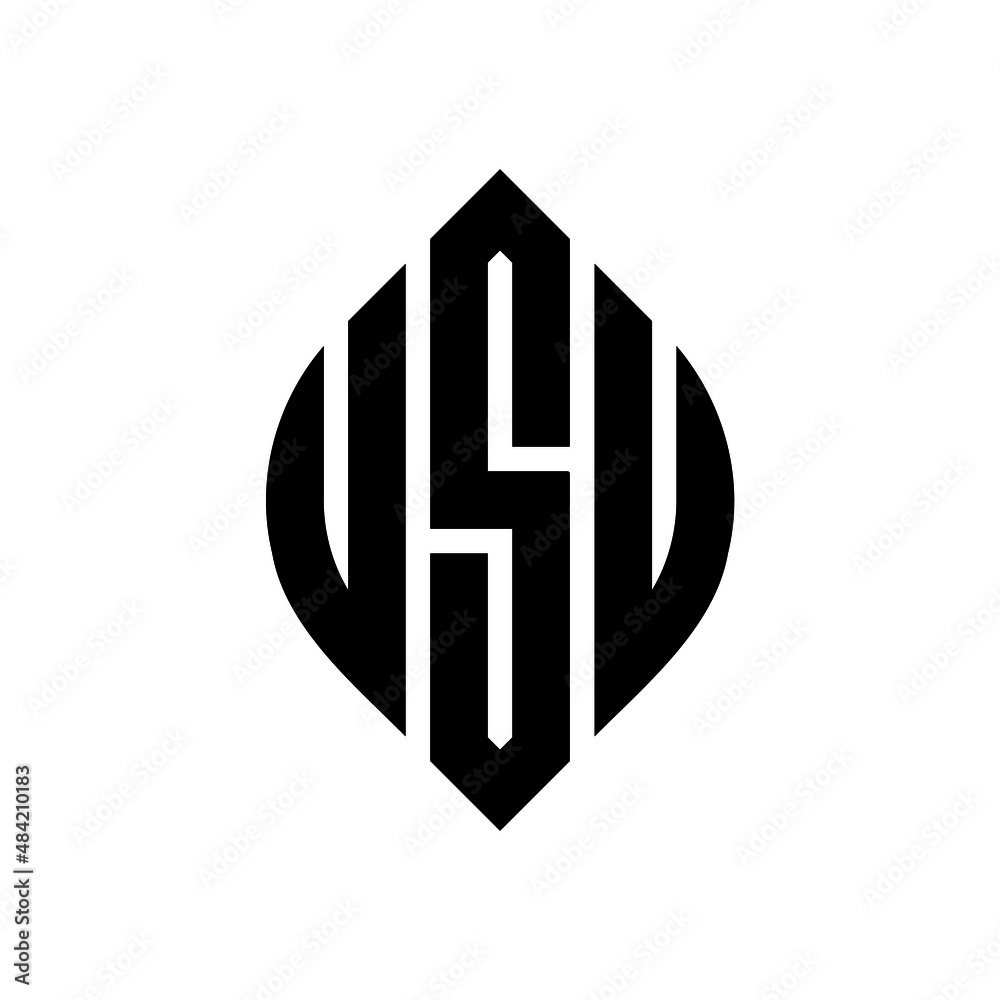 USU circle letter logo design with circle and ellipse shape. USU ...