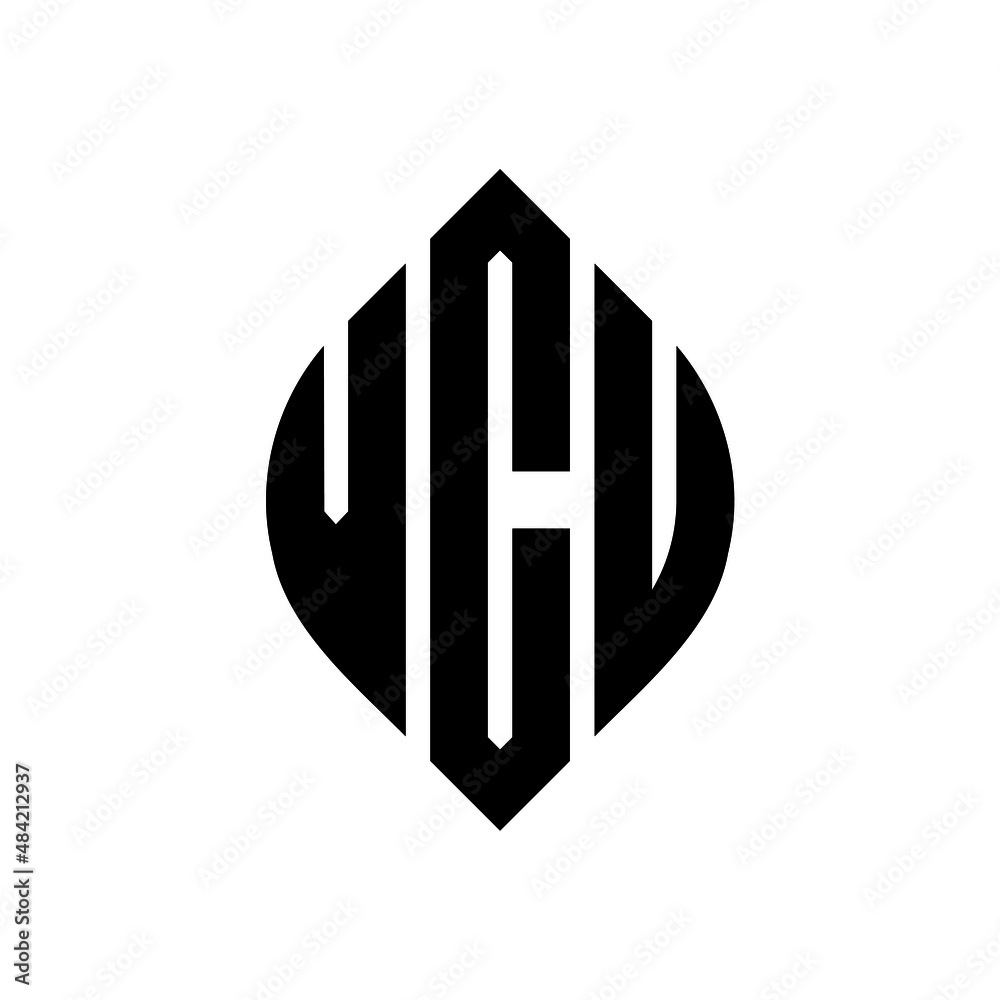 VCU circle letter logo design with circle and ellipse shape. VCU ...