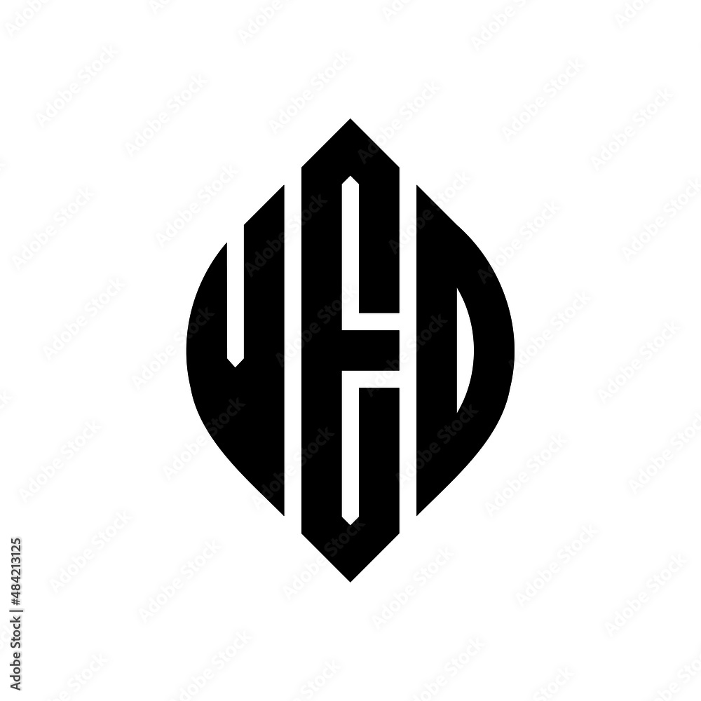 VED circle letter logo design with circle and ellipse shape. VED ...