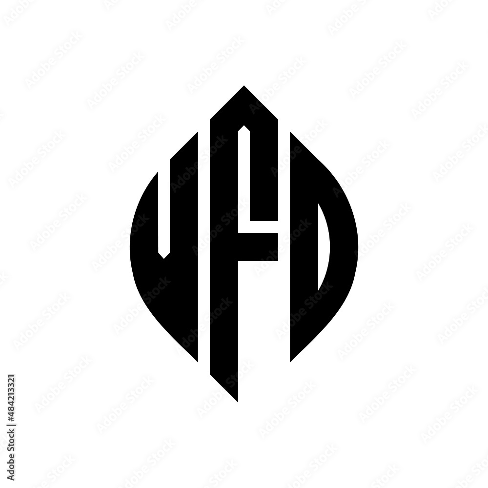 VFD circle letter logo design with circle and ellipse shape. VFD ...