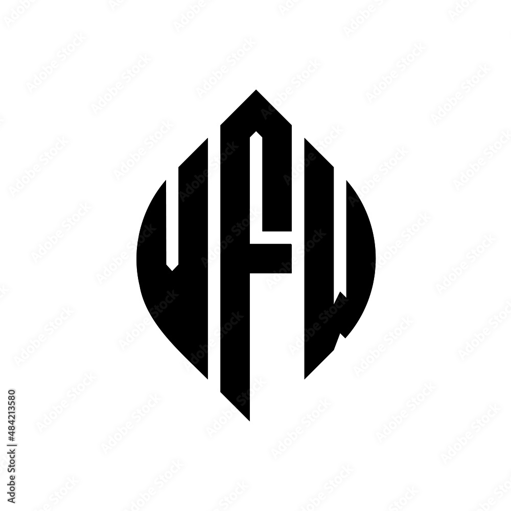 VFW circle letter logo design with circle and ellipse shape. VFW ...