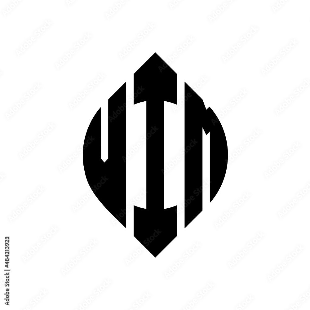 VIM circle letter logo design with circle and ellipse shape. VIM ...