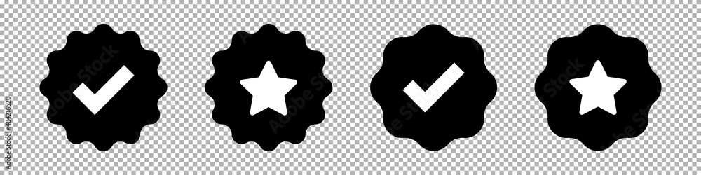 Check mark and star icon set Stock Vector | Adobe Stock
