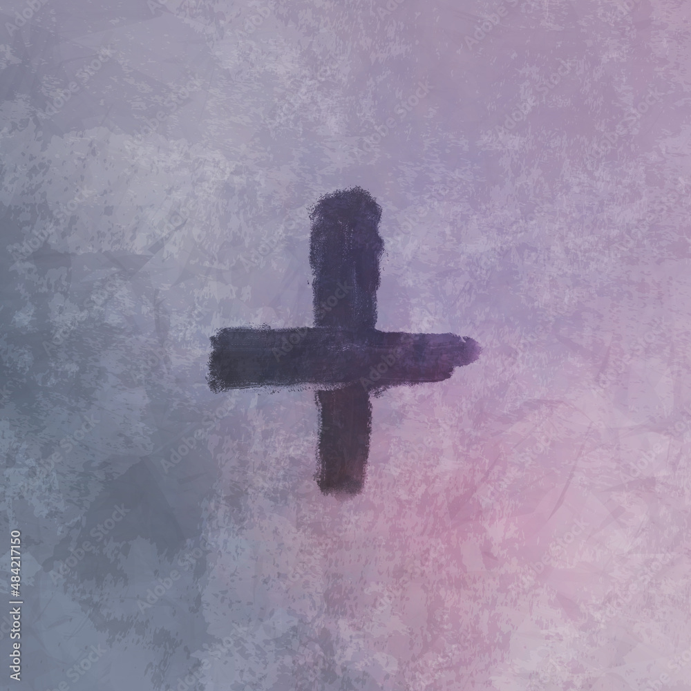 Cross made from ashes. Symbolic of Ash Wednesday. Stylized illustration ...