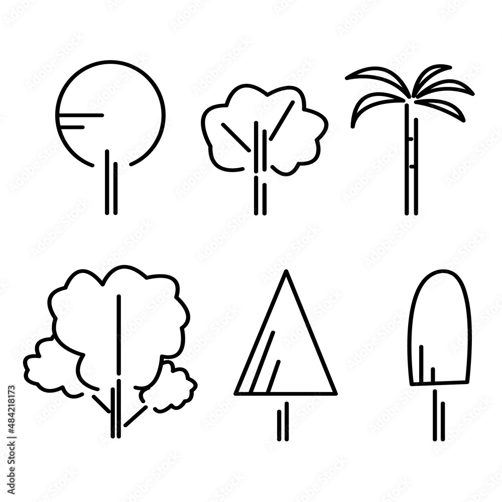 Tree line icon. Naturally beautiful symbol, wooden trunk and outline ...