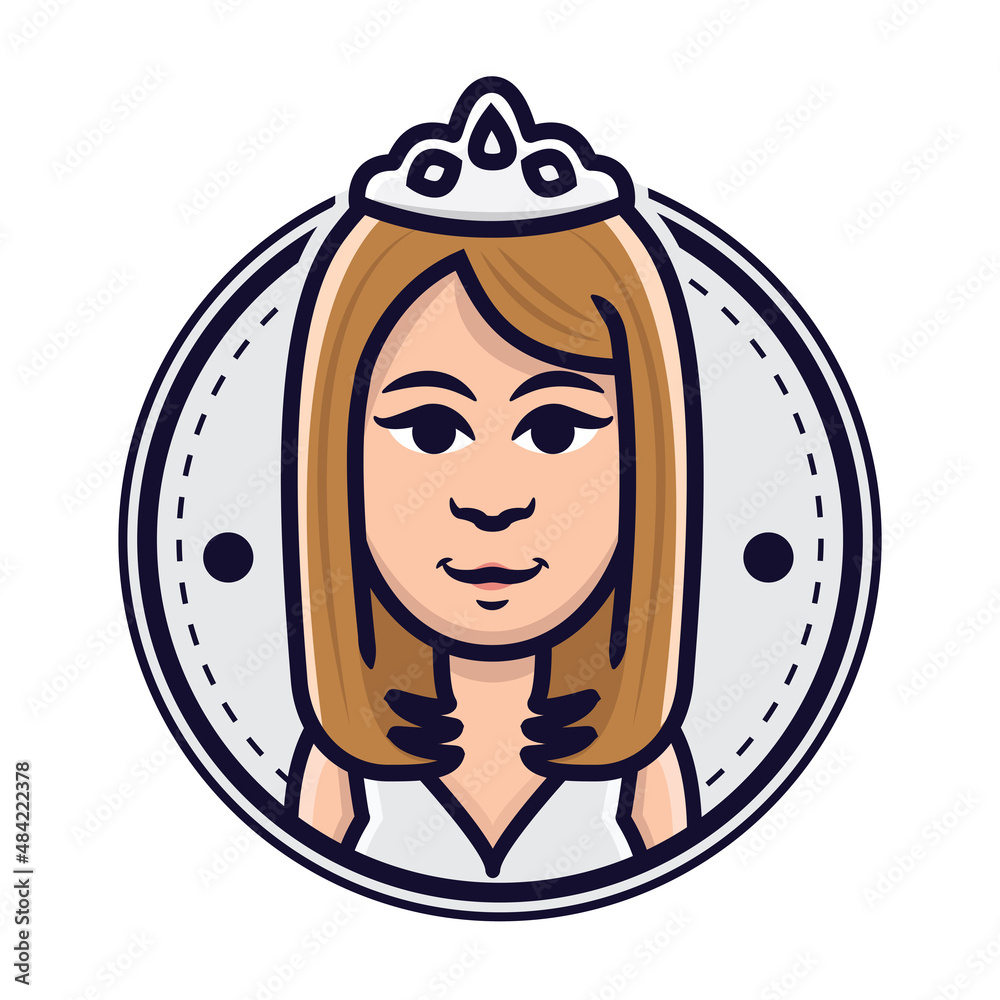 Cute queen cartoon vector icon illustration logo mascot hand drawn ...