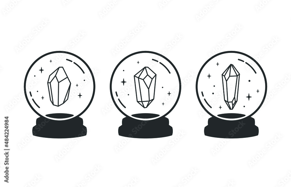 Collection of crystal balls. Divination and magic symbol. Good for the ...