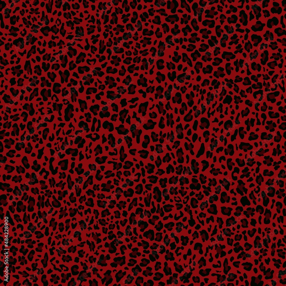 Leopard print seamless pattern, chic vector red background Stock Vector ...