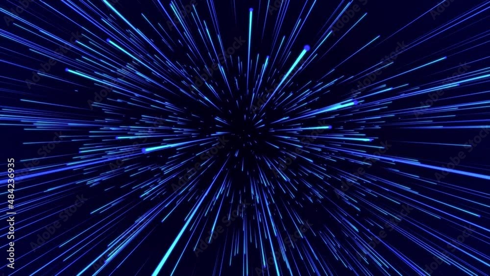 Blue hyper jump. Digital hyperspace with stars explosion. Abstract ...