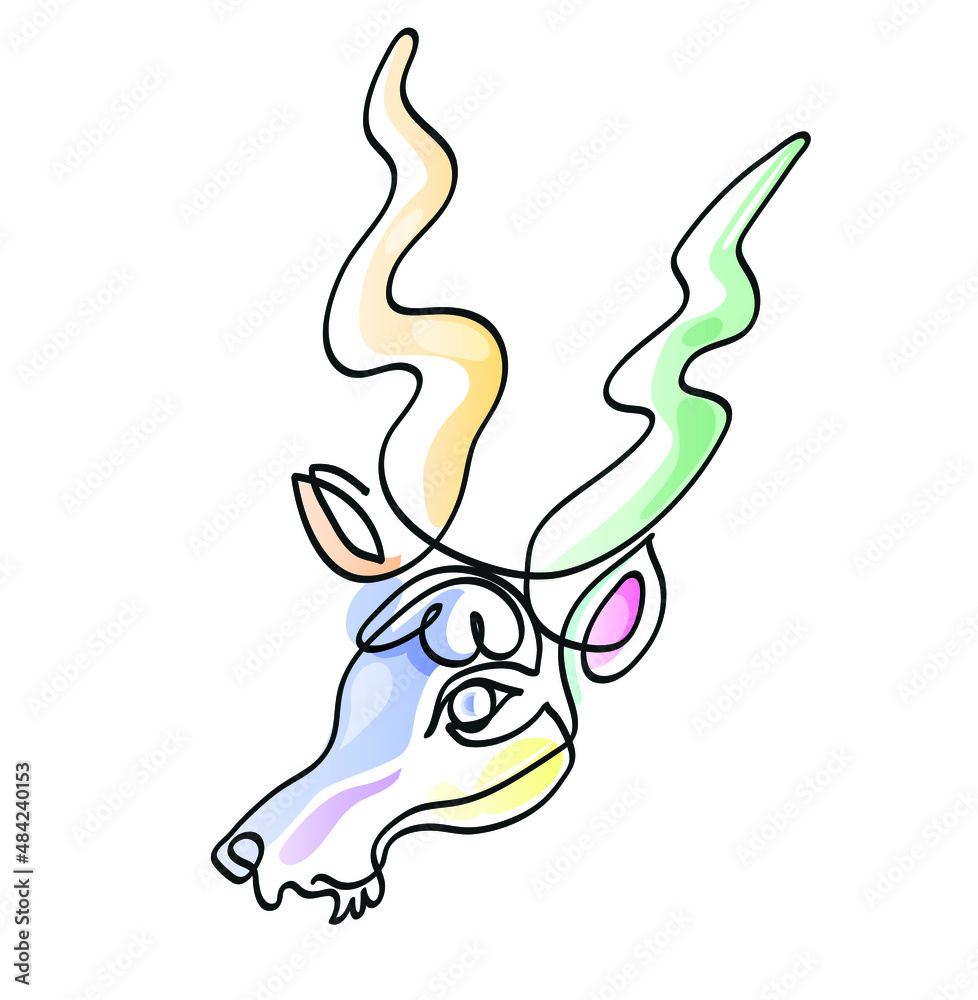 One line drawing of Kudu antelope One continuous line drawing of ...