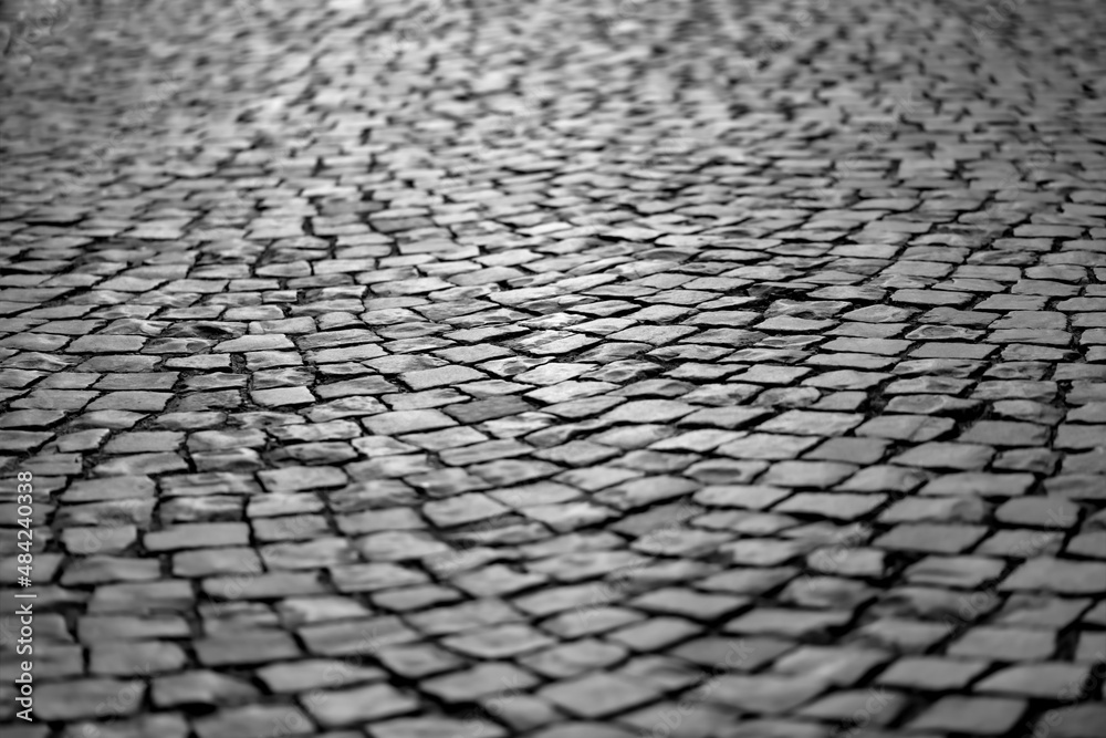 Cobblestone street in Iserlohn Sauerland Germany. Wheathered historic ...