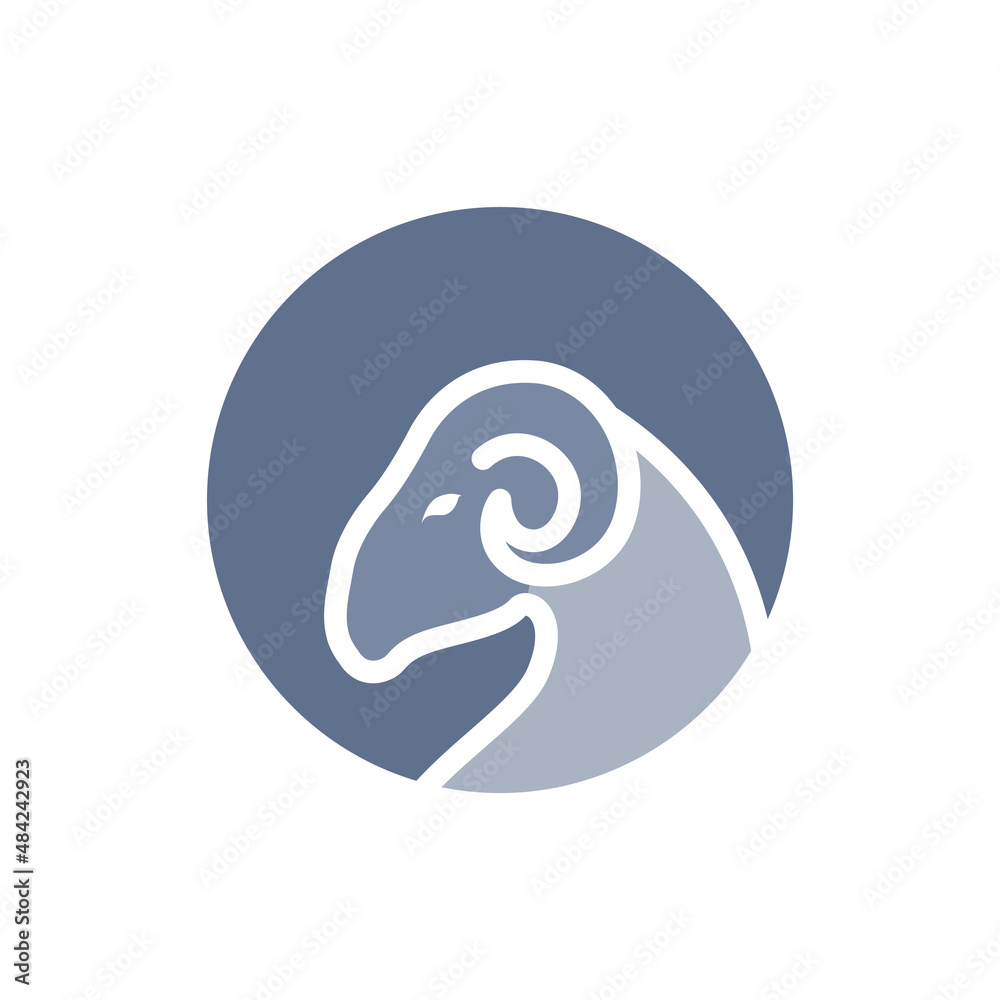 colored circle with head goat logo design, vector graphic symbol icon ...