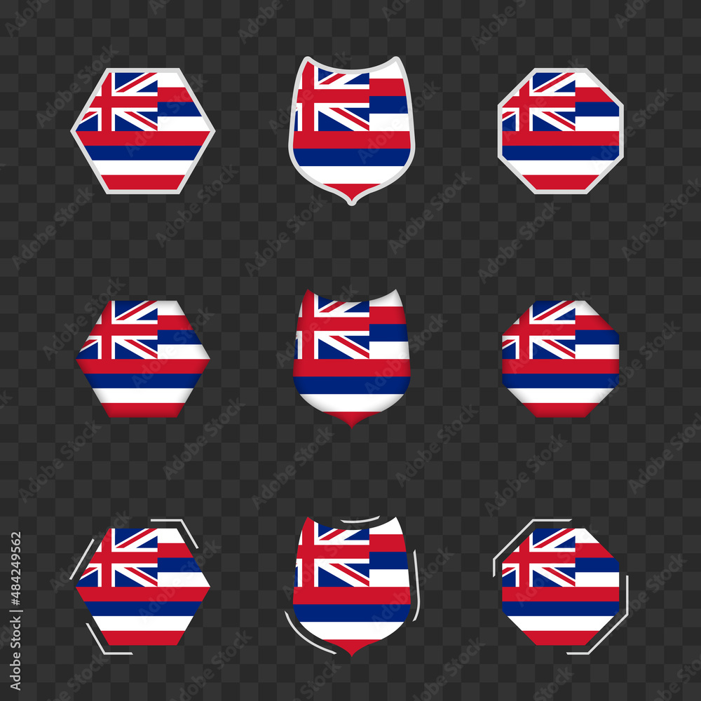 National symbols of Hawaii on a dark transparent background, vector ...