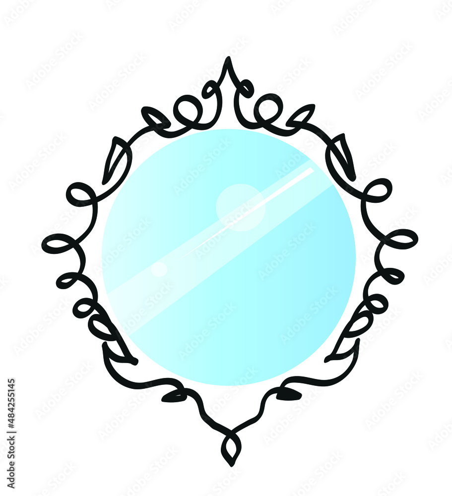 One line drawing of antique mirror frame One continuous line drawing of ...