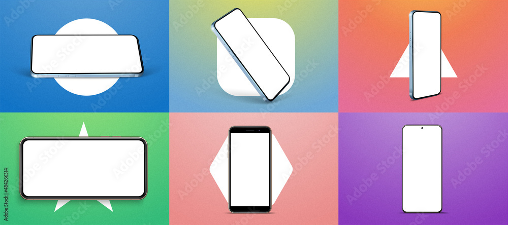 Smartphone frameless blank screen, rotate position. Smartphone from ...