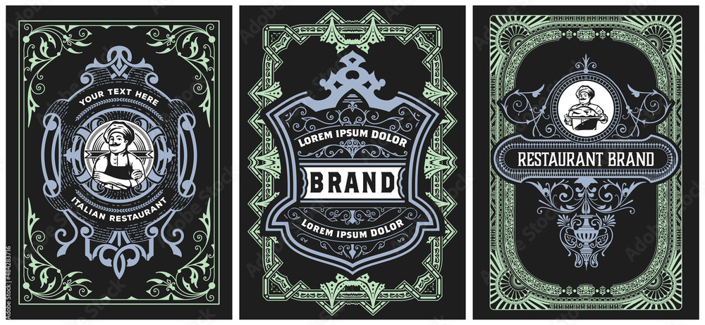 Set of 3 vintage labels for packing Stock Vector | Adobe Stock