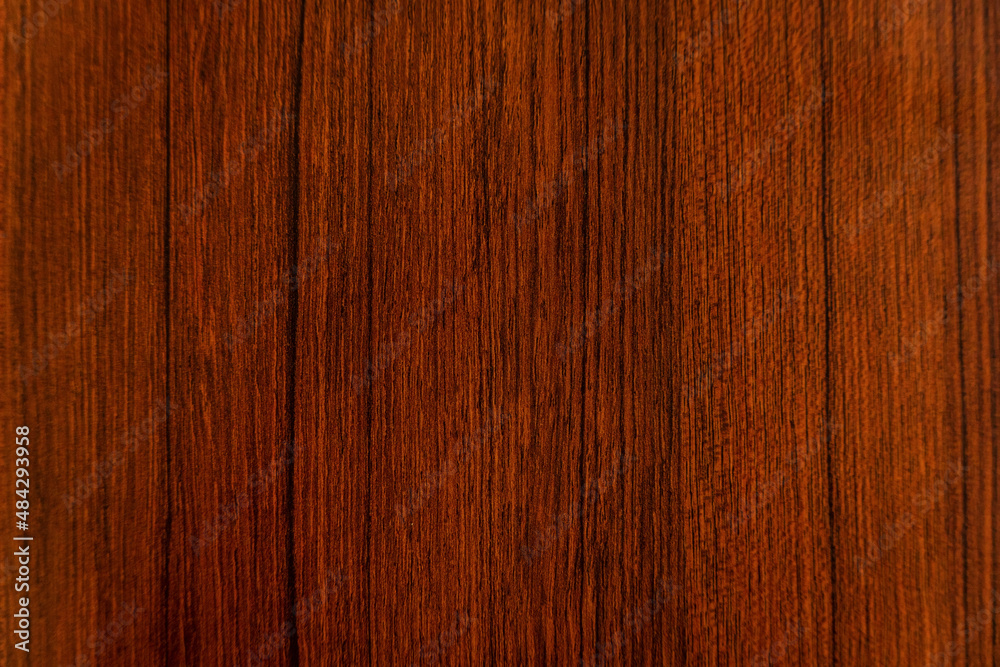 Dark red brown wooden surface texture color sample quarter cut timber ...