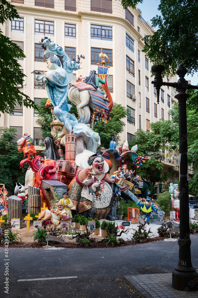 Valencia, Spain - 4 September 2021: The cartoon sculptures for the ...