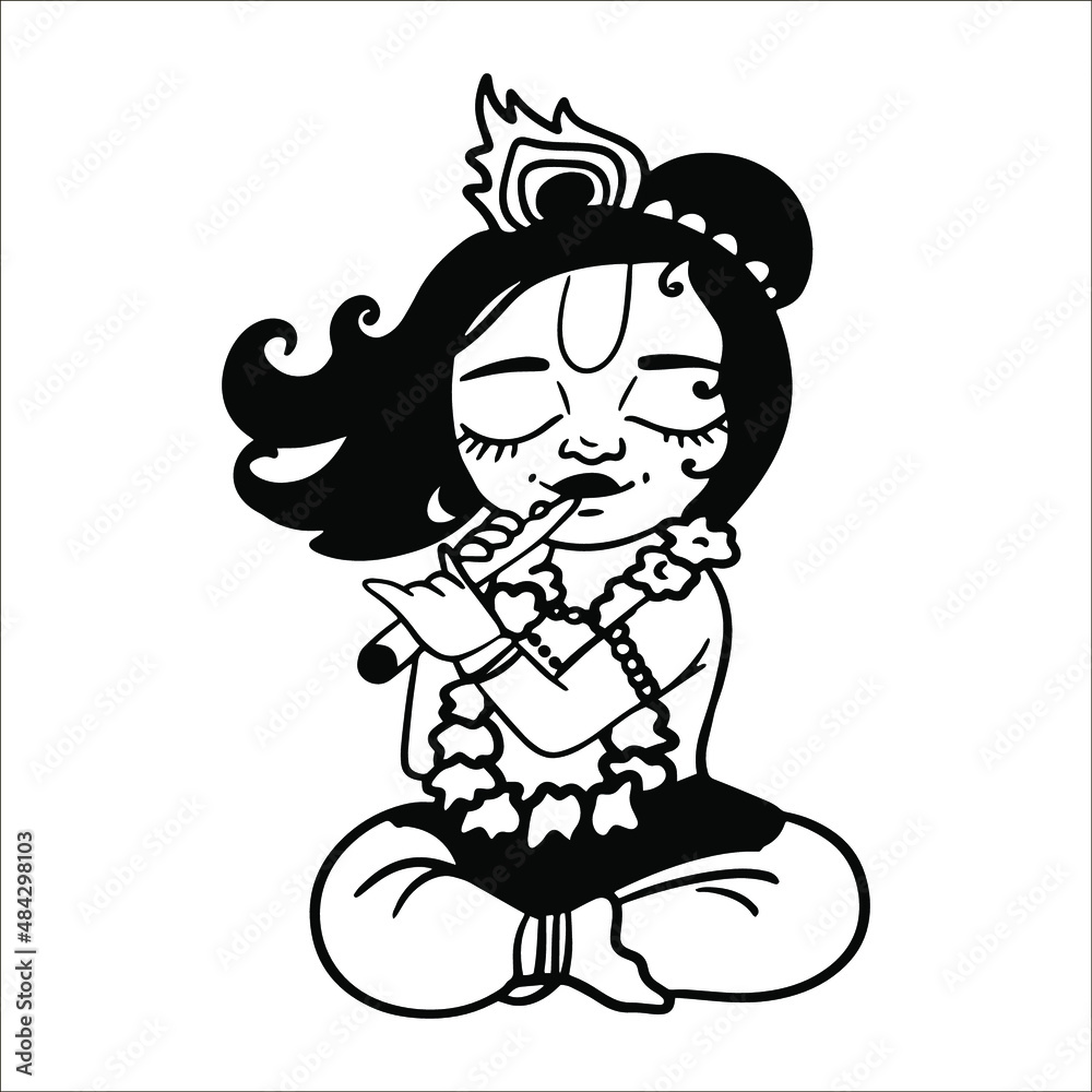 Vector illustration of a linear doodle drawing of cute kind little ...