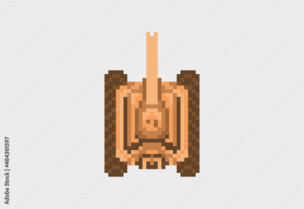 Illustration of a computer game tank top view in pixel art style Stock ...