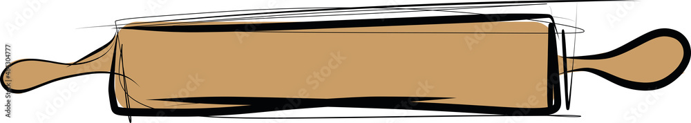 Sketch of wooden rolling pin, isolated on white background Stock Vector ...