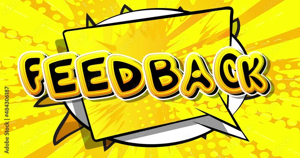 Feedback. Motion poster. 4k animated Comic book word text moving on ...