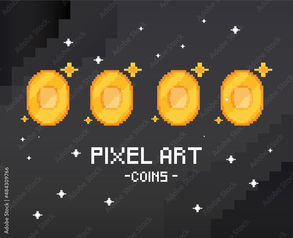 pixel art coins Stock Vector | Adobe Stock