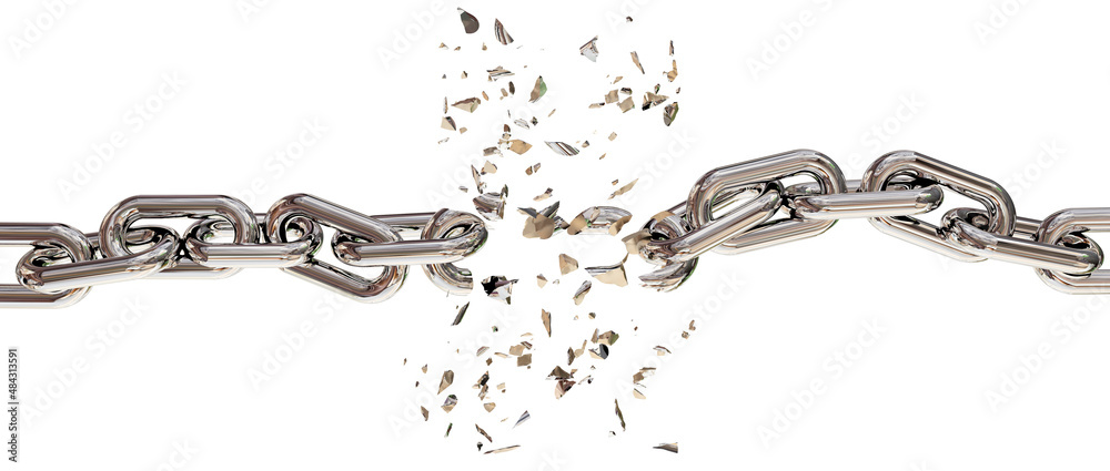 break breaking chain shuttered horizontal isolated in white background ...