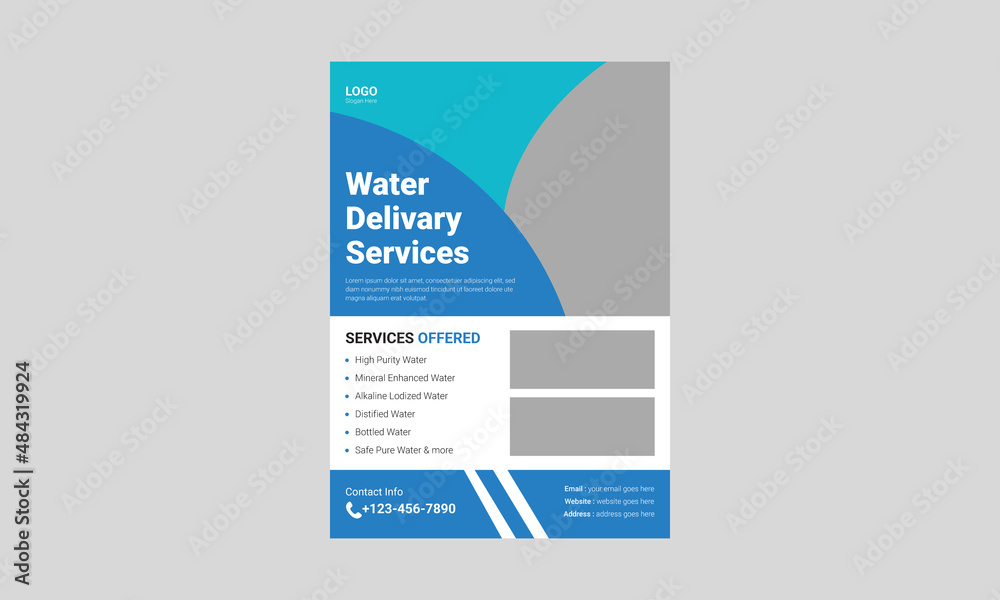 Vetor de Water refilling service flyer design. Drink pure water poster ...