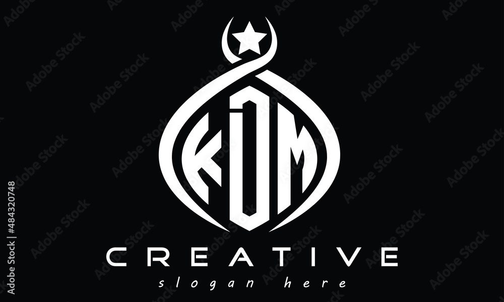 KDM three letters monogram curved oval initial logo design, geometric ...