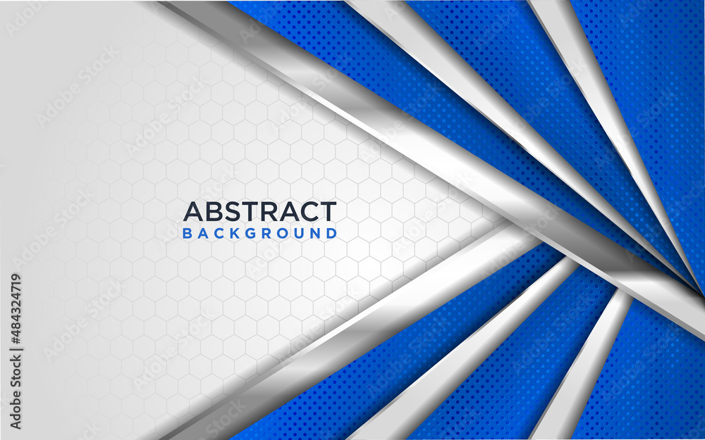 Modern abstract white and blue background with 3D Overlap layers effect ...
